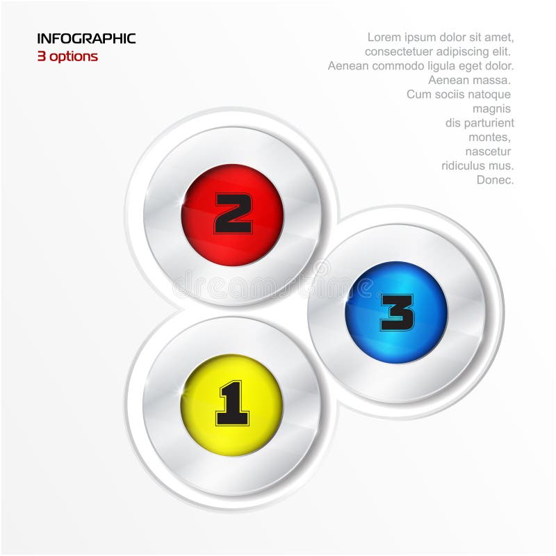 Set of Colorful 3d Buttons. Vector Illustration. One Two Three ...