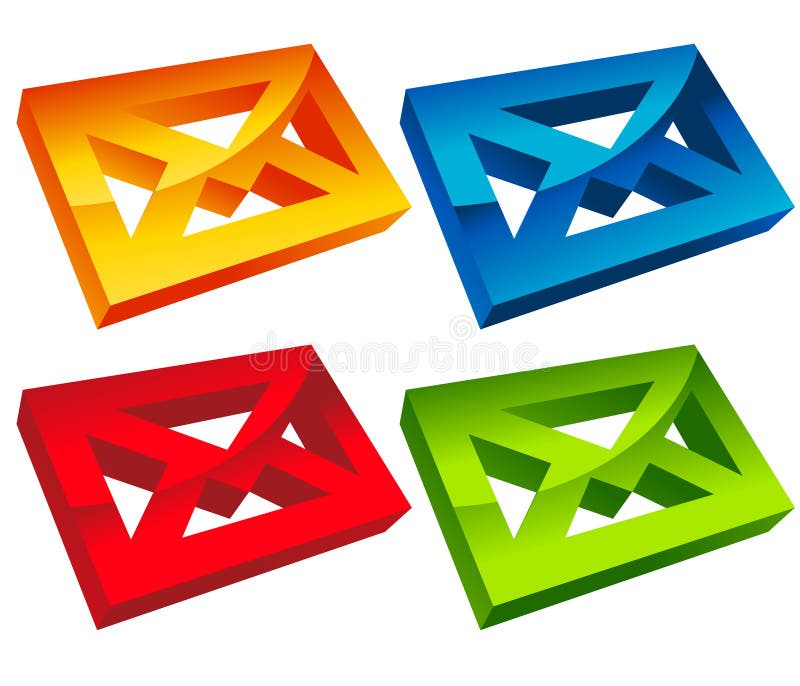 Colorful 3D Mail Icons. stock vector. Illustration of internet - 23274741