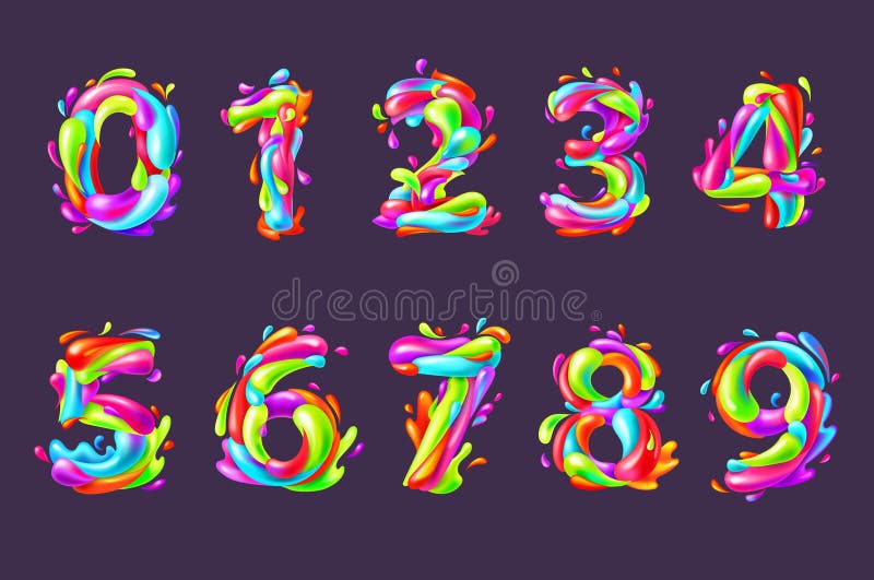 Set of Colorful 3d Numbers on Dark Background Stock Vector ...