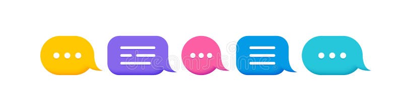 Set Colorful 3d Speech Bubble Message Box. Social Media Dialogue and ...