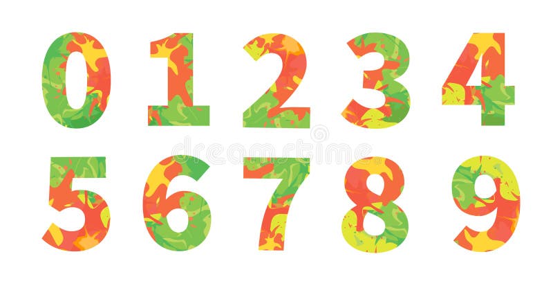 Set of Colorful Decorative Numbers. Vector Digits Creative Stock Vector ...
