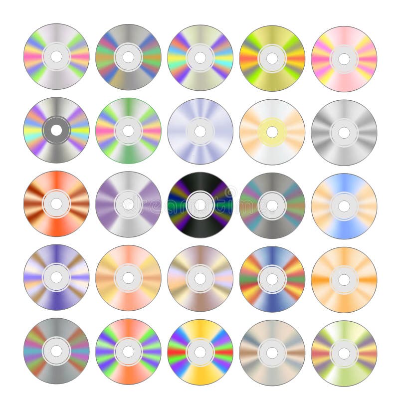 Set of Colorful Different Compact Discs Stock Illustration ...