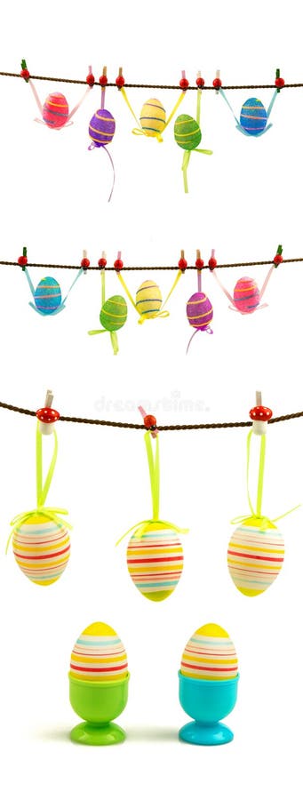Set of Colorful Easter Eggs Hanging on the Rope Stock Illustration ...