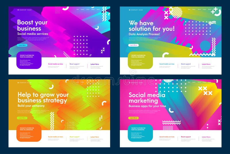 Set of Colorful Effective Abstract Website Templates. Modern Flat ...