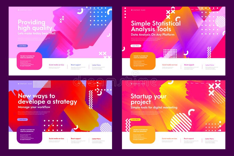 Set of Colorful Effective Abstract Website Templates. Modern Flat ...
