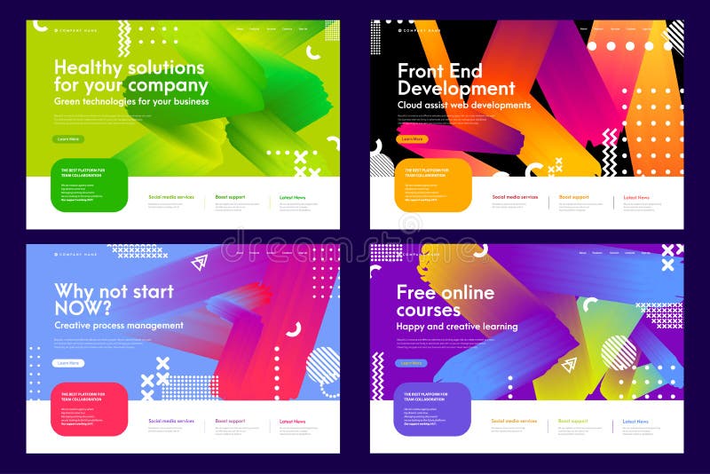 Set of Colorful Effective Abstract Website Templates. Modern Flat ...