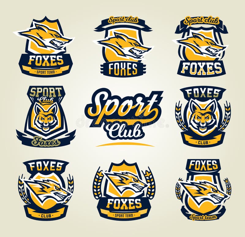 Set of Colorful Emblems, Logos, Stickers, Aggressive Fox is Ready To ...