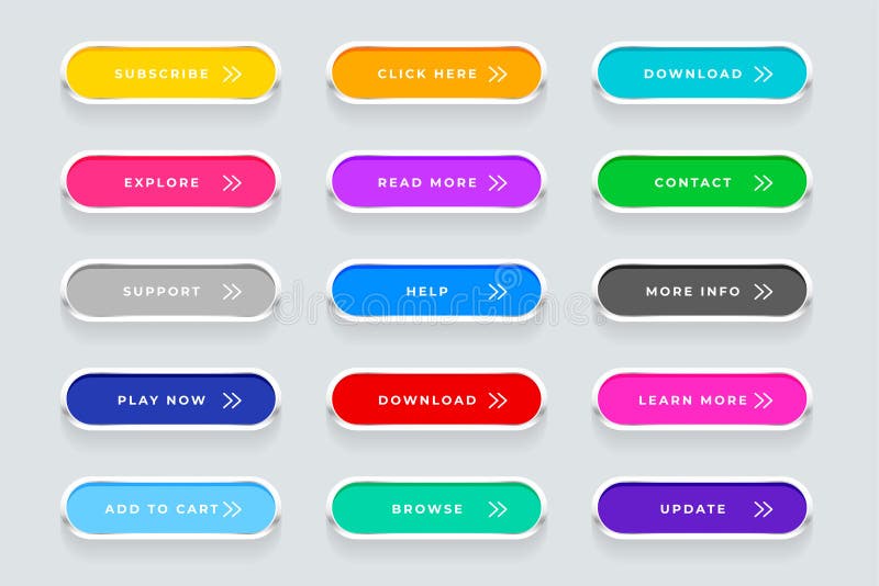 Set of Colorful and Empty Explore Web Button Icon Design Stock Vector ...