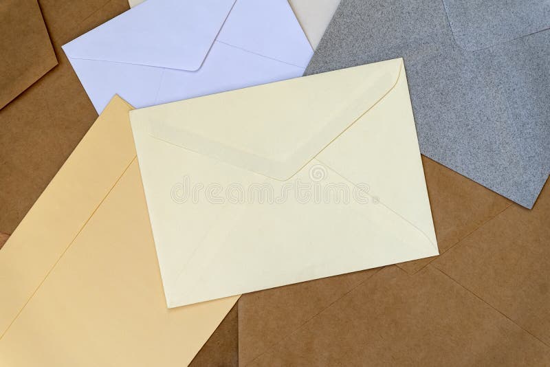 Set of Colorful Envelopes Closeup. Top View Stock Photo - Image of ...