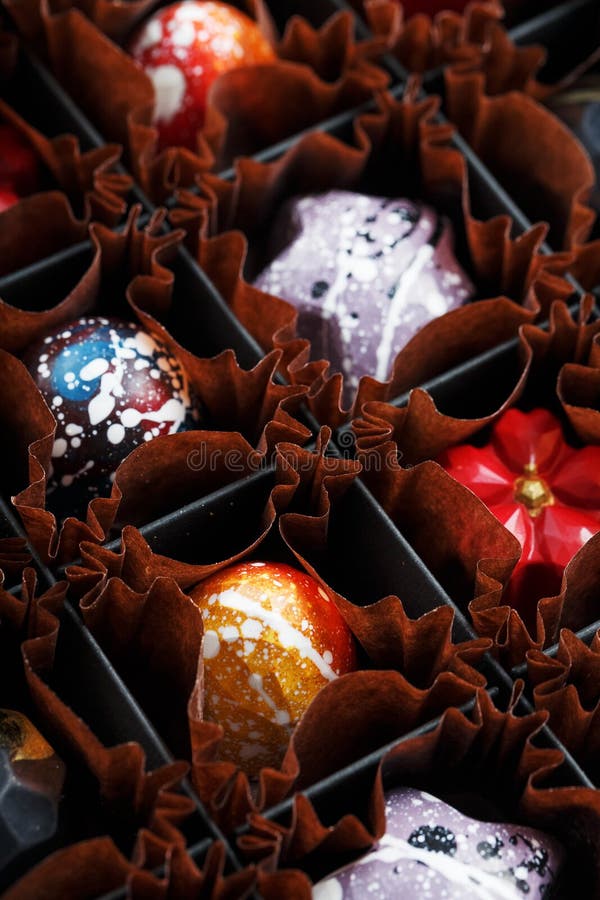 A Set of Colorful Exclusive Handmade Chocolates in a Package. Stock ...