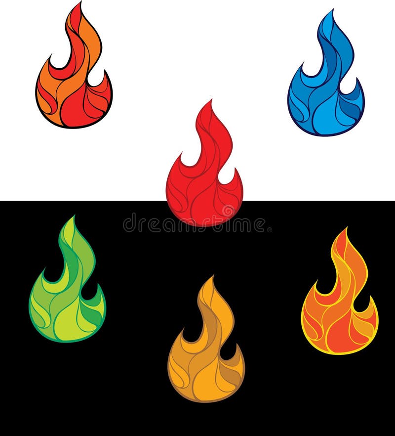Set of Colorful Fire Flames Stock Vector - Illustration of summer, fire ...