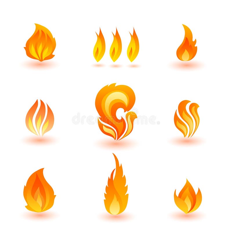 Set of Colorful Flame Vector Icons. Stock Vector - Illustration of ...