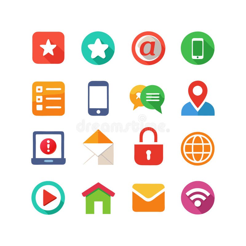 Set of Colorful Flat Design Vector Interface Icons Stock Photo ...