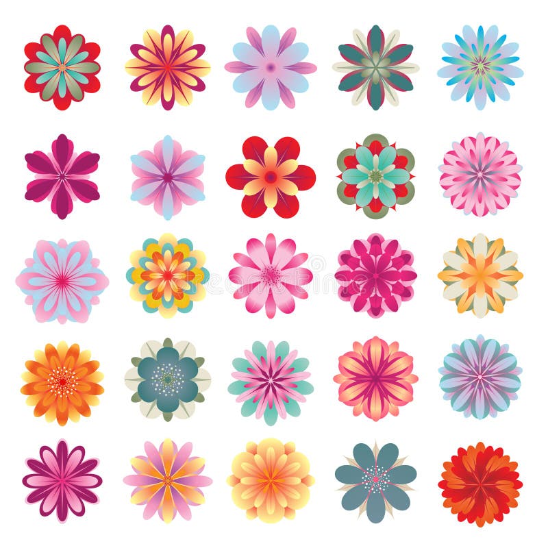 Set of Colorful Flower Icons Stock Vector - Illustration of love ...