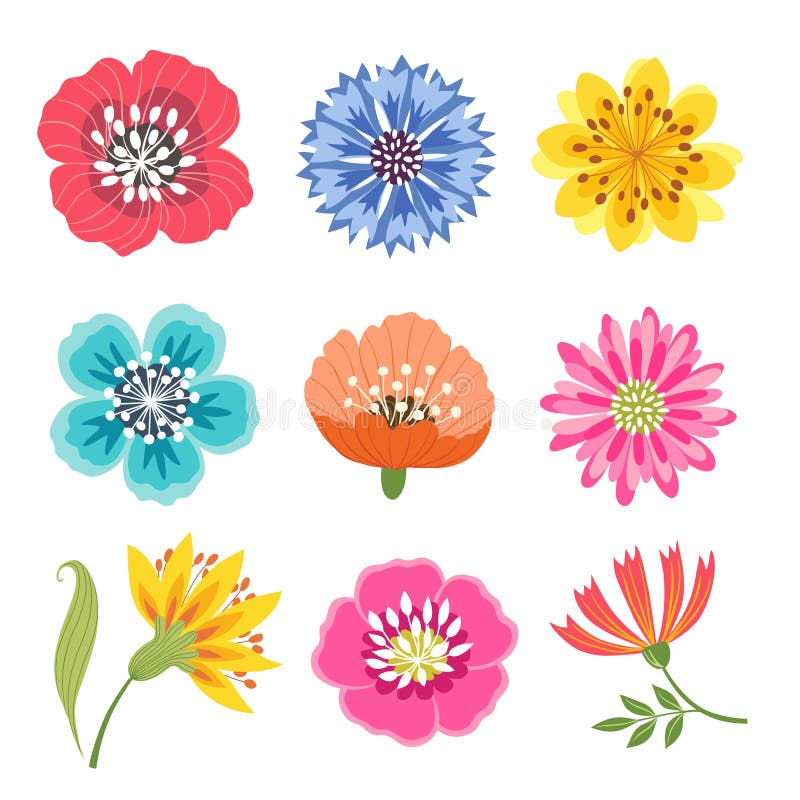 Set of colorful flowers stock vector. Illustration of multicolored ...
