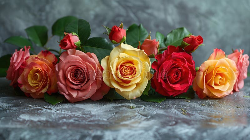 Set of Colorful Flowers and Roses Layout Style Stock Image - Image of ...