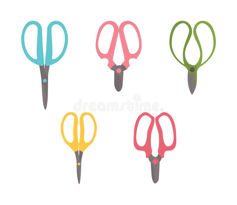 Set of Colorful Gardening Scissors. Stock Vector - Illustration of ...