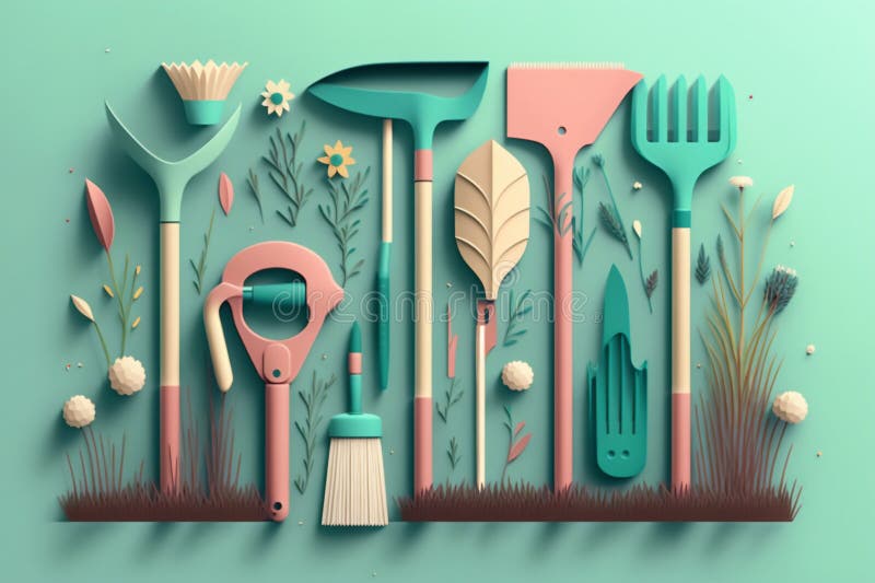 Set of Gardening Tools, AI Generative Stock Illustration - Illustration ...