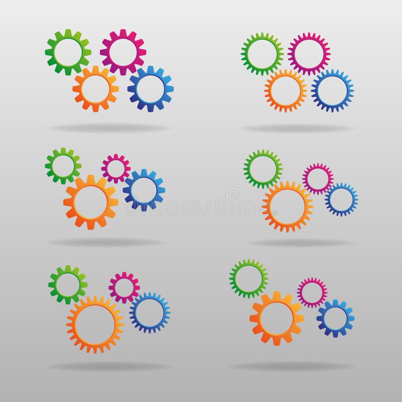 Set of colorful gears stock vector. Illustration of wallpaper - 37390777