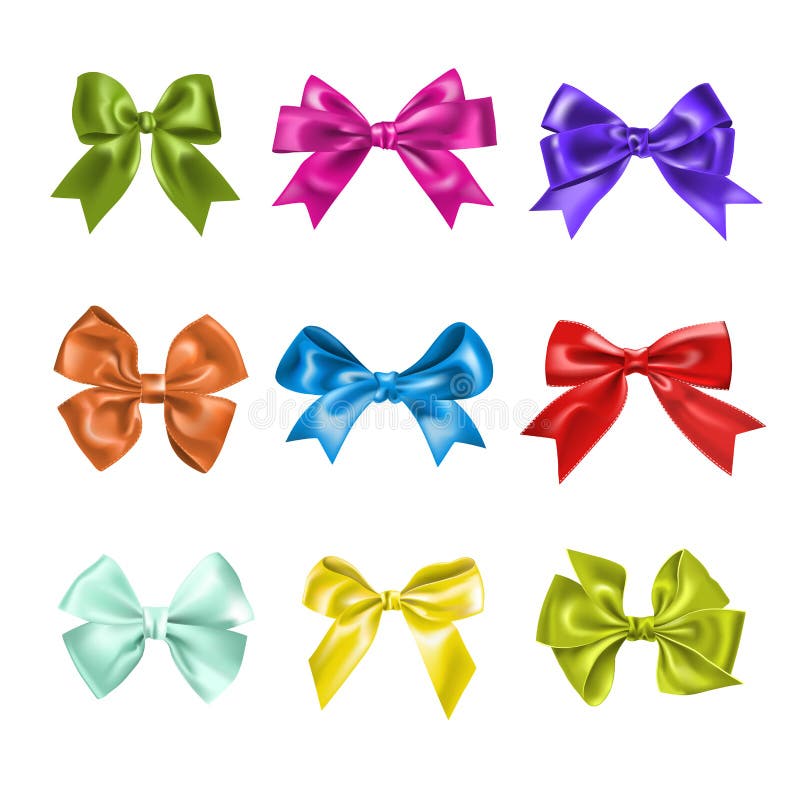 Set of Colorful Gift Bows with Ribbons. Decoration for a Gift Stock ...