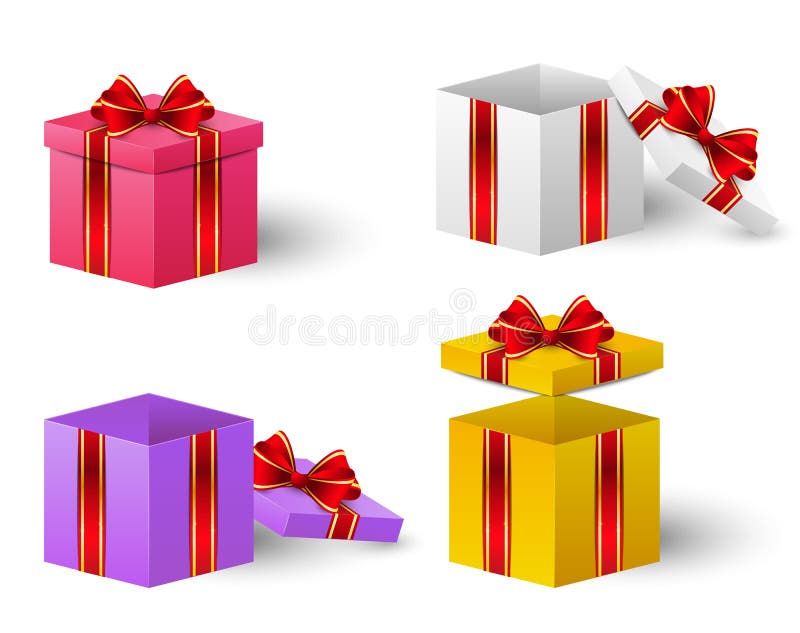 Set of colorful gift boxes stock vector. Illustration of decoration ...