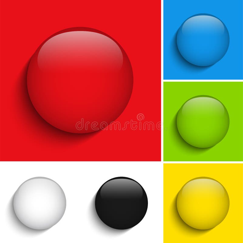 Realistic 3d Empty Color Blank Circle Button Badge Pin Set. Vector ...