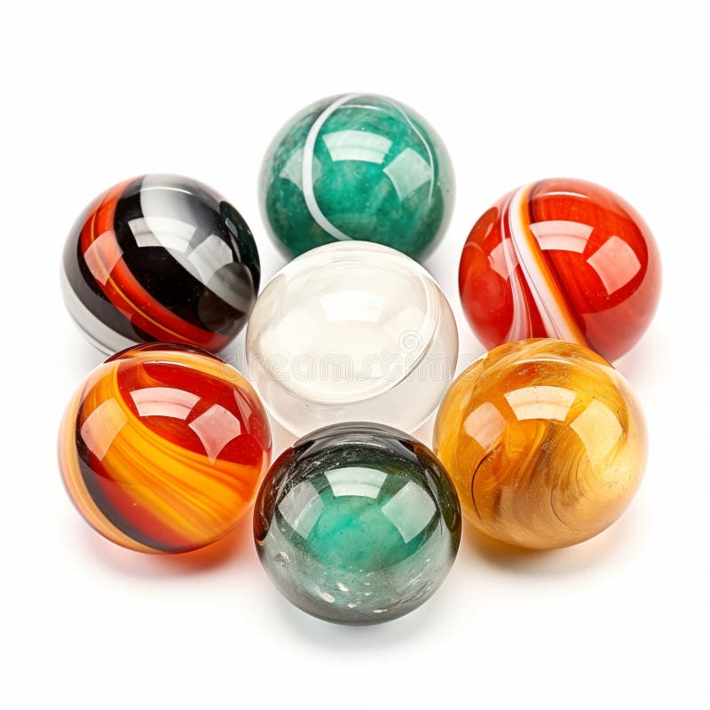 Set of Colorful Glass Marbles Arranged in a Circle Stock Illustration ...