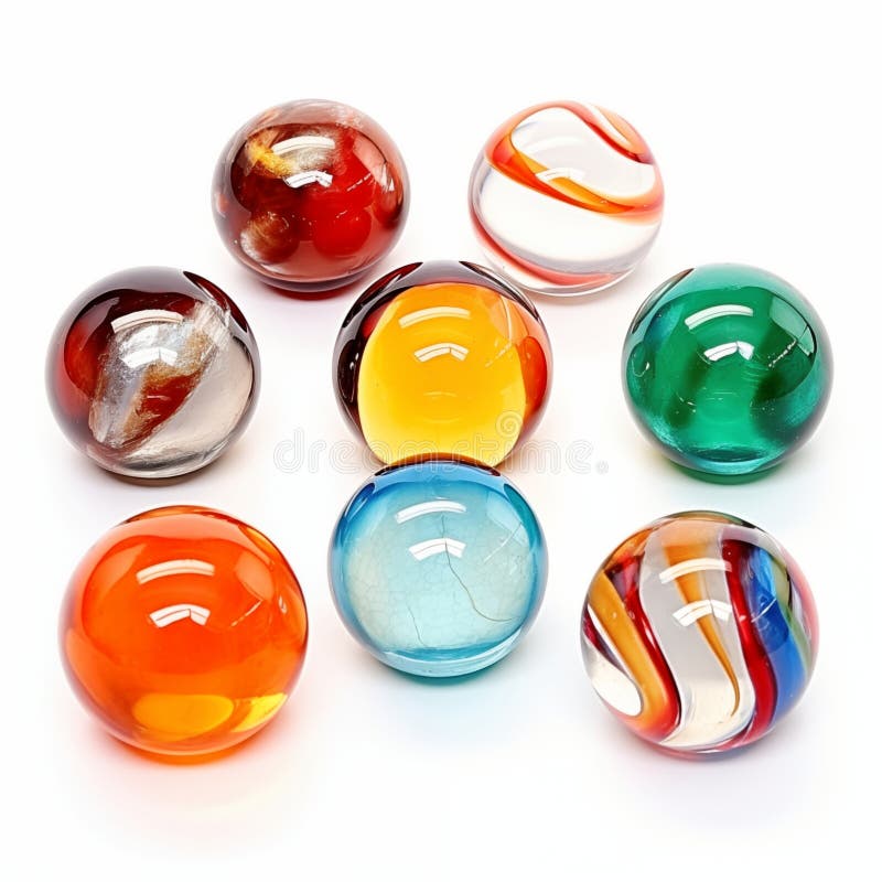 Set of Colorful Glass Marbles Isolated on White Background Stock ...