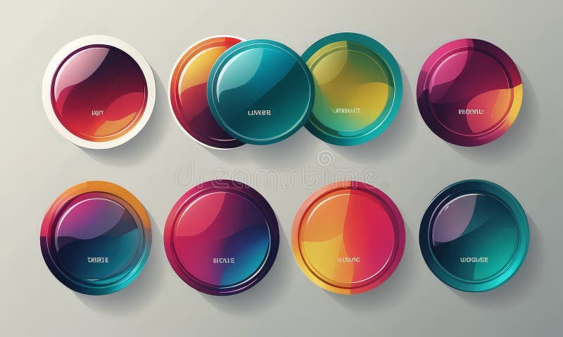 Set Colorful Glossy Buttons with Shadow Effect Stock Illustration ...