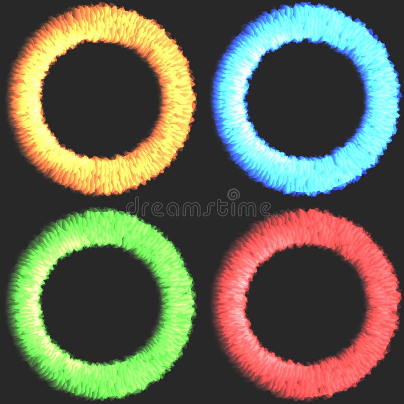 Set of Colorful Glowing Neon Abstract Circular Frames Mockup Made of ...