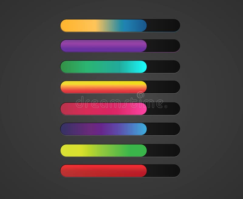 Set of Colorful Gradient Game Resource Bar Slider Stock Vector ...