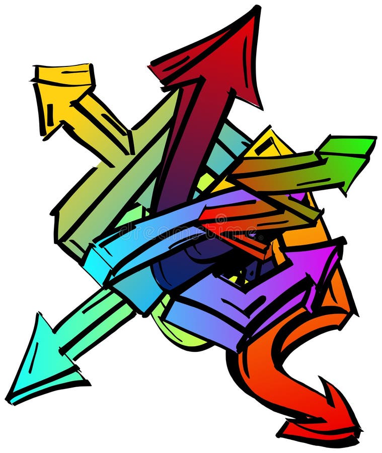 Set of Colorful Graffiti Arrows Stock Illustration - Illustration of ...
