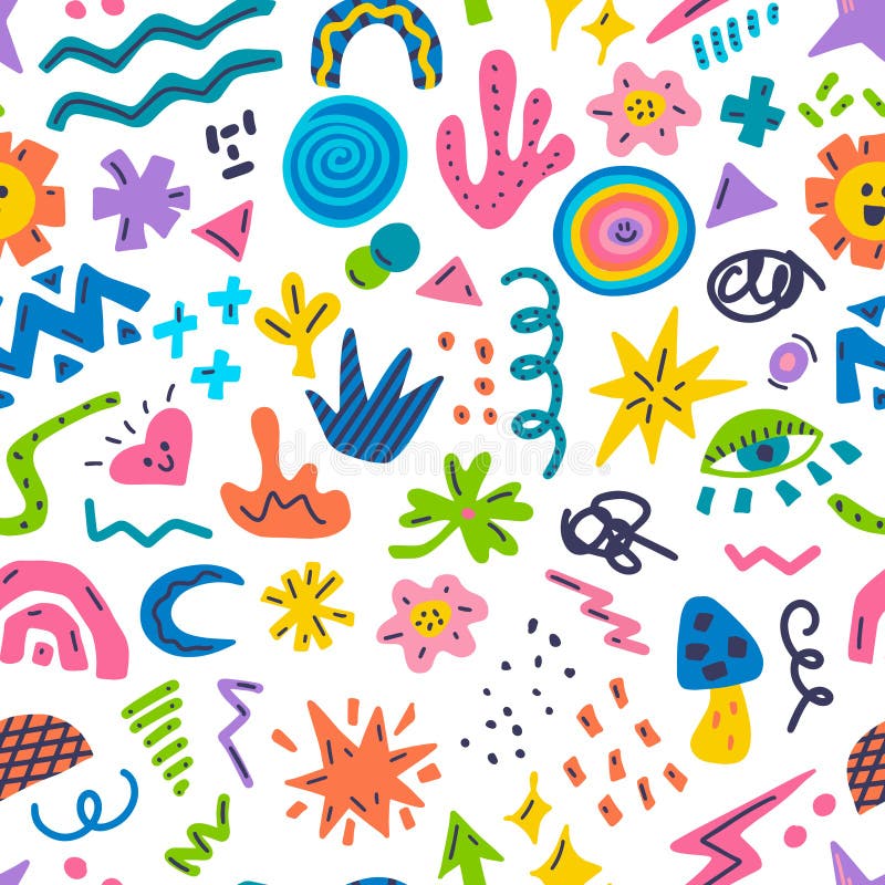 Set of Colorful Hand Drawn Doodles of Different Shapes, Abstract ...