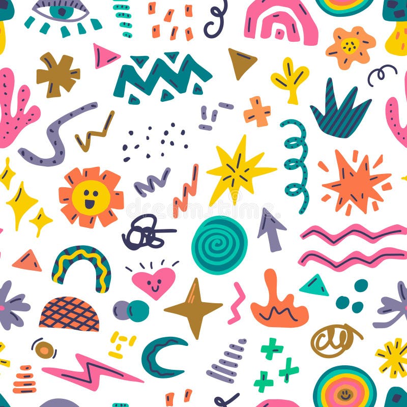 Set of Colorful Hand Drawn Doodles of Different Shapes, Abstract ...