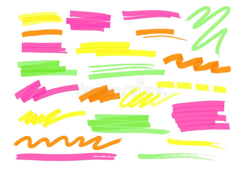 Colorful Hand Drawn Marker Highlighter Stripe, Line, Stroke, Wavy ...