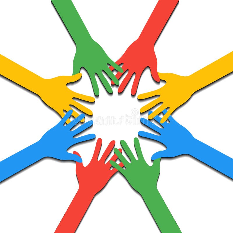 Set of Colorful Hand with Shadow Isolated on White Background. Eps 10 ...