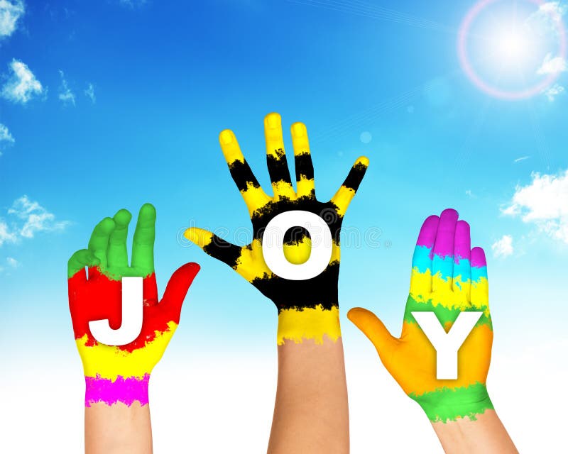 Set of Colorful Hands with Word Joy Stock Image - Image of female, word ...