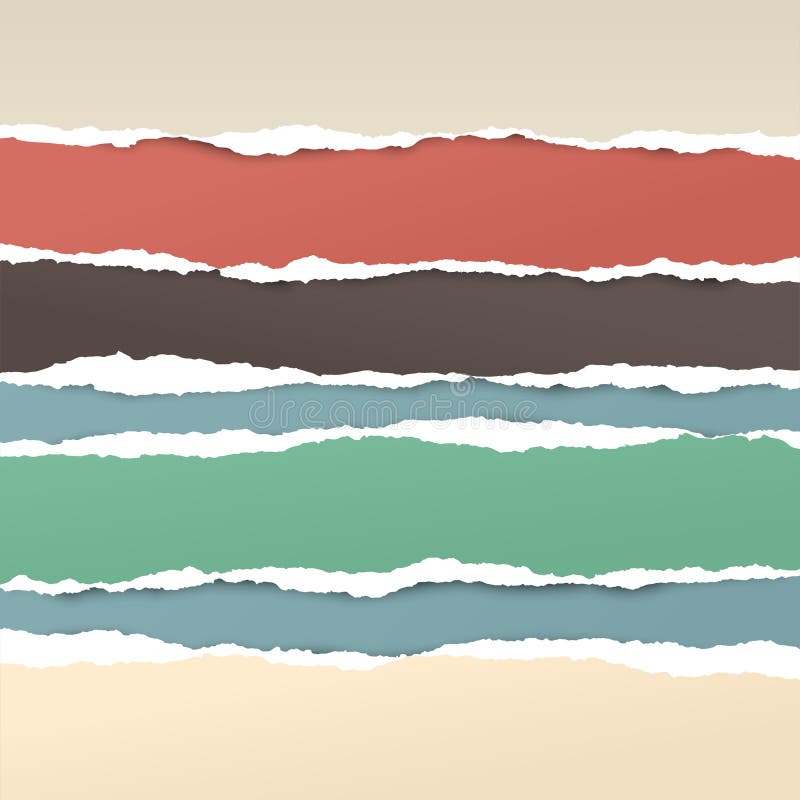 Set of Colorful Horizontal Ripped Paper Strips, Torn Note Paper for ...