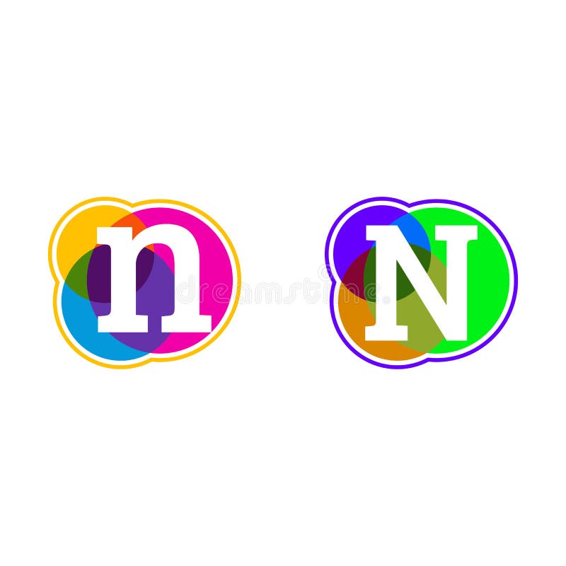 Set of Colorful Icons, N Letter Logo, Letter N in Colorful Circle ...