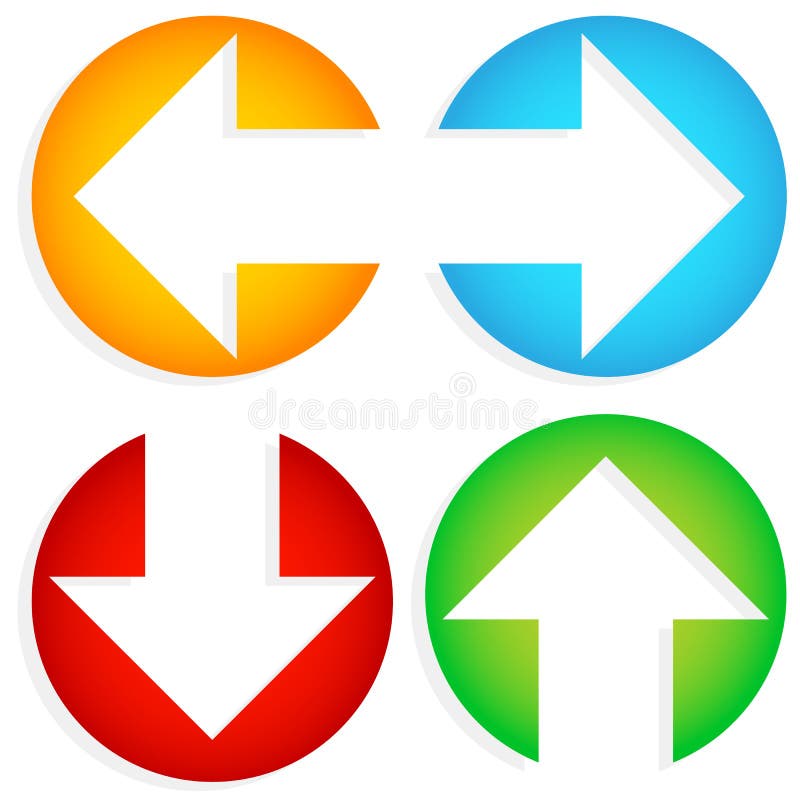 Set of Colorful Left-Right, Up-Down Arrows Cut in Circles Stock Vector ...