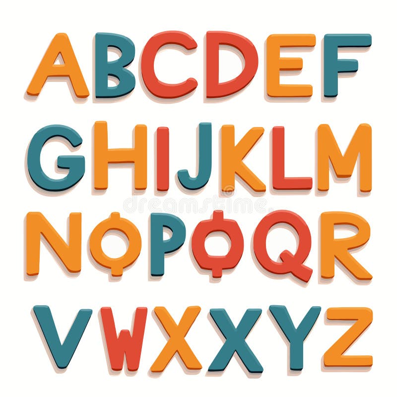 A Set of Colorful Letters with Shadow Effect Stock Vector ...