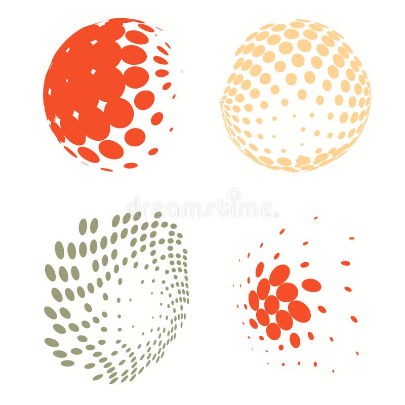 Set of Colorful Logos Halftone Circles Logo, Vector Illustration Stock ...