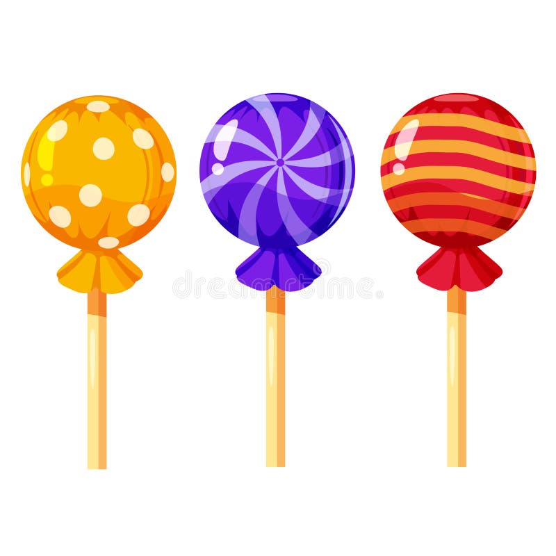 Set of Colorful Lollipops, Sweet Candies, Vector Illustration, Cartoon ... Set of Colorful Lollipops, Sweet Candies, Vector Illustration, Cartoon ...