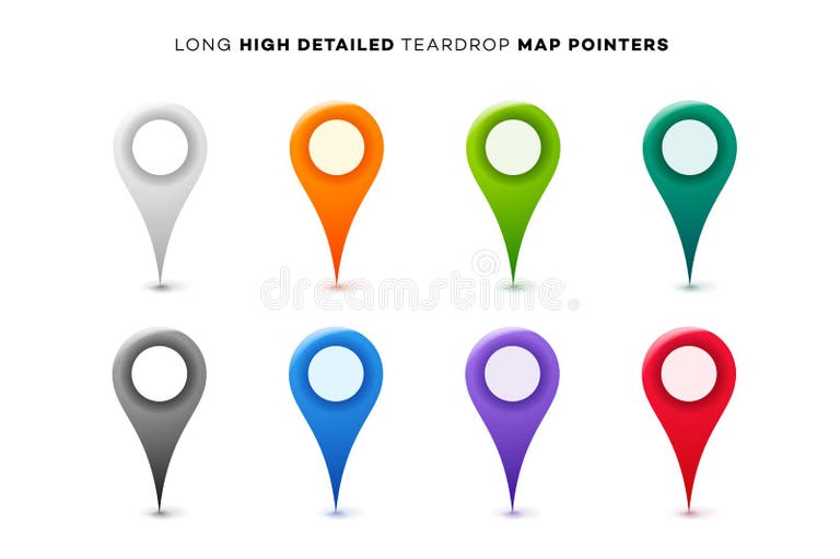 Set of Colorful Map Markers. Collection of Modern High Detailed ...