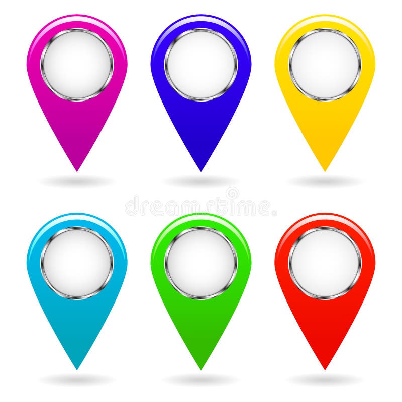 Set Of Colorful Map Pointers Isolated Objects Vector Image Stock