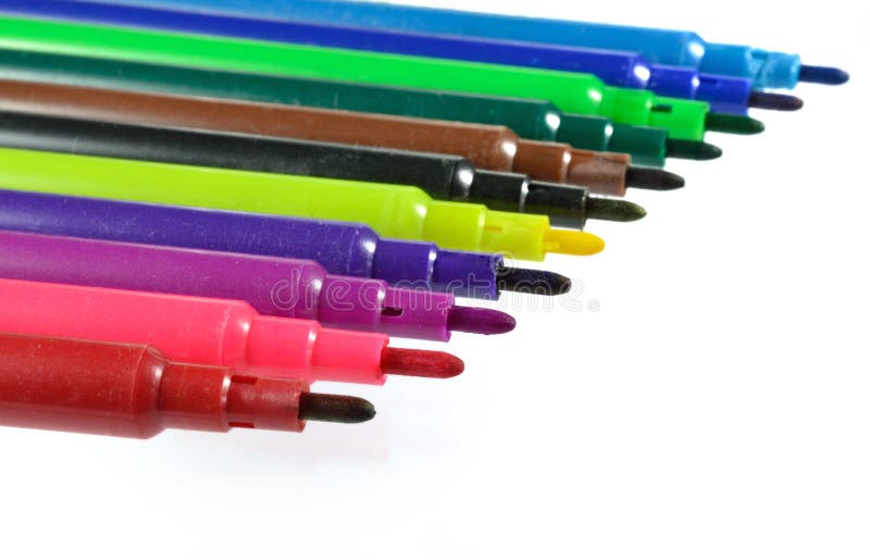Set of Colorful Markers Isolated on White Stock Photo - Image of learn ...
