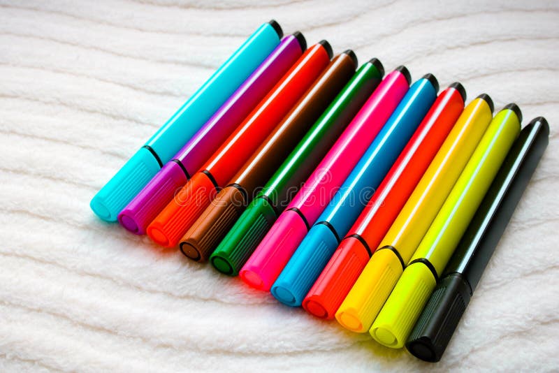 Set of Colorful Markers on the White Background Stock Photo - Image of ...