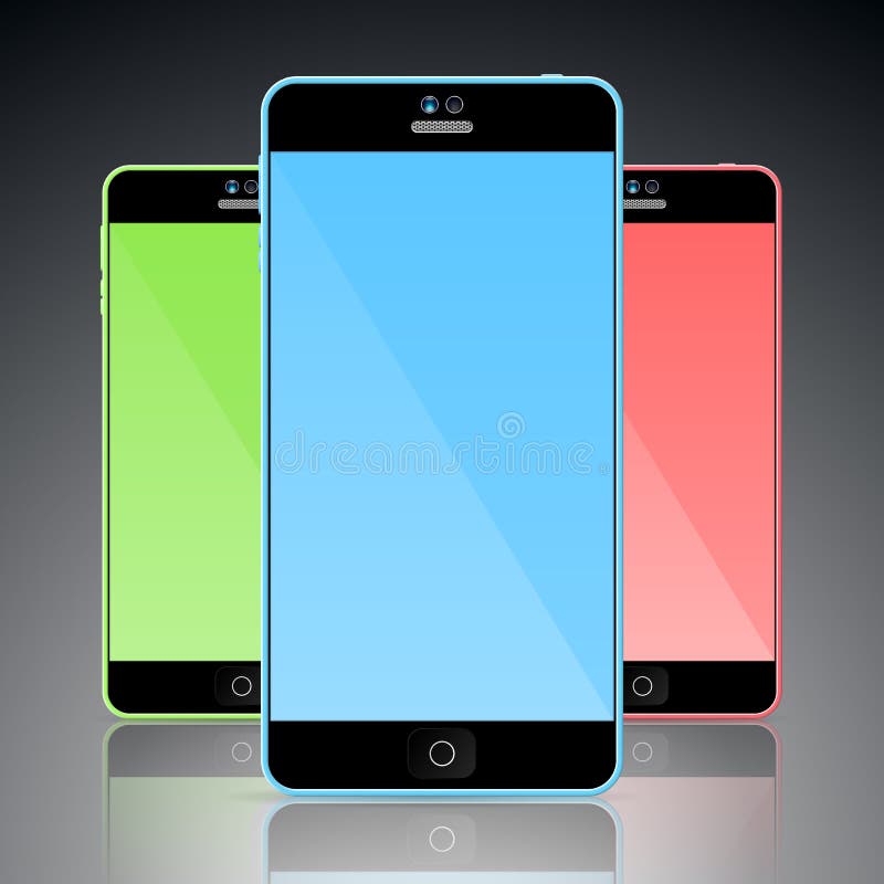Set of Colorful Mobile Smart Phones Stock Vector - Illustration of ...