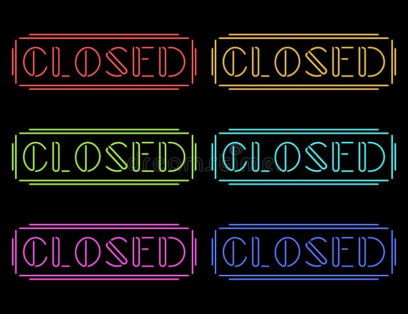 Set of Colorful Neon Closed Signs Stock Vector - Illustration of closed ...