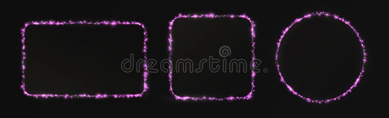 Set of Colorful Neon Frames in Square and Rectangular Shapes. Brightly ...